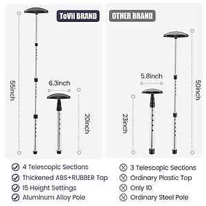 ToVii Golf Travel Bag Support Pole, Telescopic Golf Travel Bag Support System Aluminum Alloy Golf Support Rod and Hexagon Anti-Impact Support Top, Golf Club Travel Support Protection (Black)