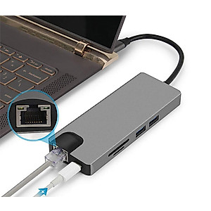 XUNMAIFHB Portable Docking Station,Adapter 9-in-1 Docking Station Multi-Function hub hub USB3.0, HDML, RJ45, TF/SD, Type C, VGA, Audio Jack Fast Transmission