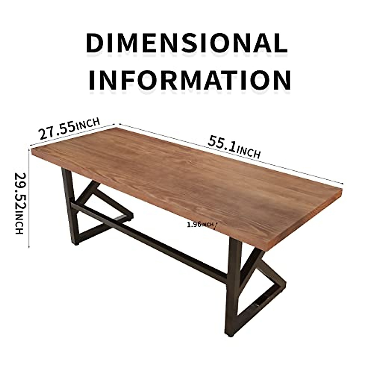 MTMFURFS Solid Wood Desk for Home Office desks Office Table with Extra Thick 1.96" Standing Desk Natural Furniture Simple Study Workstation Brown, 55" D x 27" W x 29" H