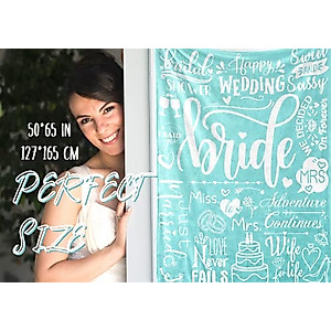 InnoBeta Bridal Shower Gifts, Wedding Gifts for Women, Bride, Wedding Blanket, Bride Gifts, Blanket Ceremony, Soft Throw Blanket 50"x65" - Tiffany Blue