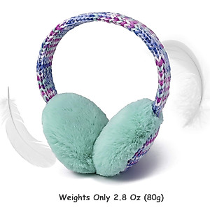 Flammi Kids Knit Earmuffs Winter Outdoor Furry Ear Warmers for Boys Girls (Aqua Green)