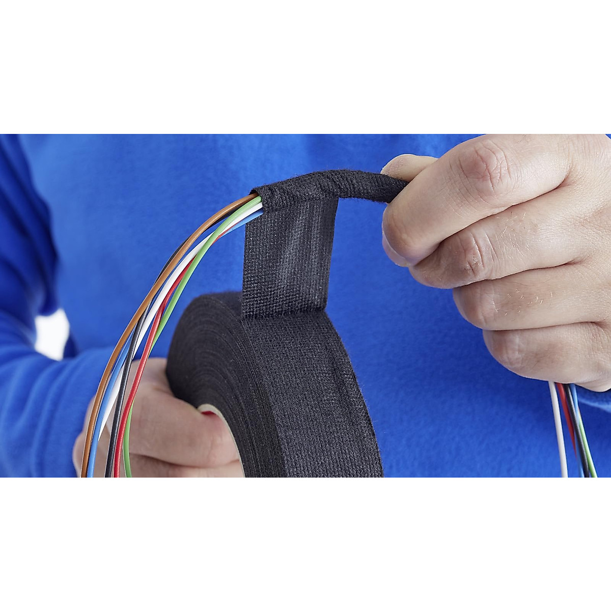 tesa 51608 Noise Damping PET Fleece Automotive Wire Harness Tape, Black, 19mm x 25m, 3 Rolls