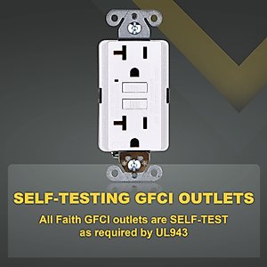 GFCI Outlet 20 Amp [3-Pack], Non-Tamper-Resistant GFI Duplex Receptacles with LED Indicator, Self-Test Ground Fault Circuit Interrupter, ETL Listed, White, 3 Piece