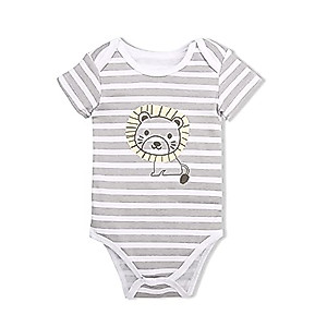 Maybe Baby Kids Infant Baby Layette Set Boys' and Girls' 5 Pack Cotton Baby Bodysuit, Wild Child Safari Animals, 0/3 Months