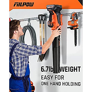 FIILPOW 20V 450CFM Leaf Blower, Brushless Blower Cordless with 4.0Ah Battery and Fast Charger, Turbo Mode & Variable Speed Trigger and Lock Dial, Lightweight Axial Blower for Lawn Care, Yard, Driveway