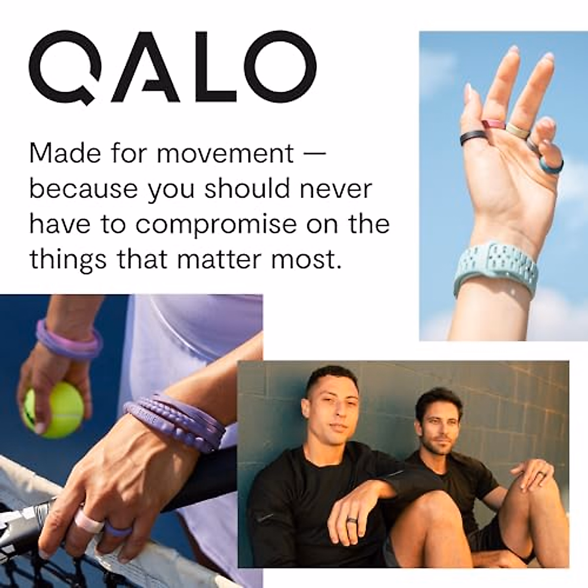 QALO Silicone Ring for Women, Pearl Vine (Size 7) - Breathable & Durable Silicone Wedding Bands - Comfort Fit Silicone Wedding Rings - Rubber Engagement Rings for Her