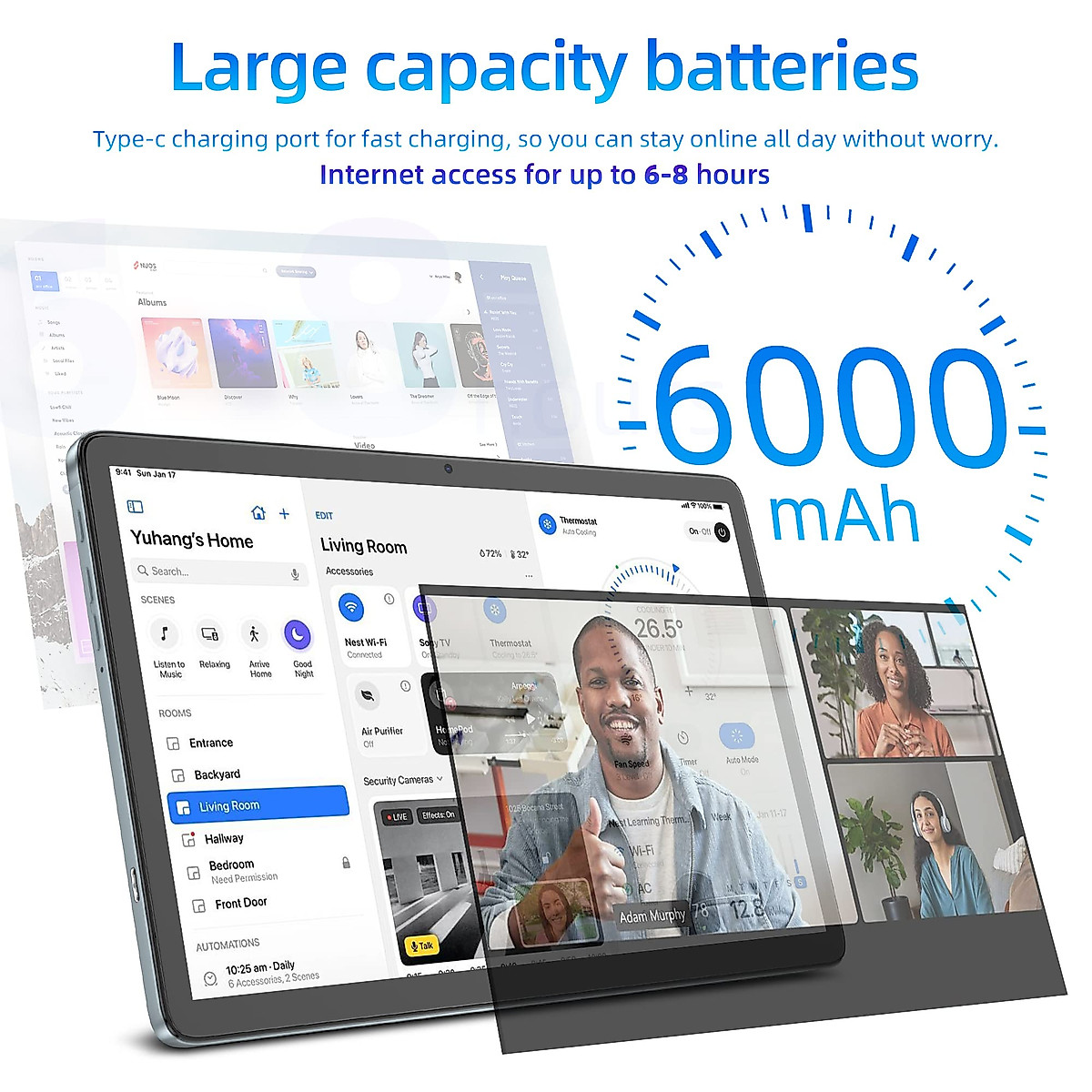 jumper 10 Inch Tablet, Android 12 Tablets with 8GB RAM 128GB Storage, Octa-Core Processor MT8183, 1920x1200 HD IPS Display, 13MP+5MP Dual Camera, 6000mAh, Dual Stereo Speakers, GPS, Bluetooth5.0.