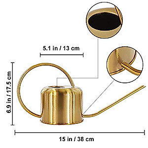 Peonyfun Long Spout Watering Can, Metal Watering Can Indoor Outdoor, Cute Watering Can for Flower Plant Bonsai, Copper Colored Watering Can, 40 oz