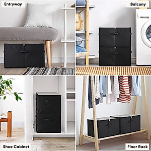 Homaisson 2-Pack Shoe Storage Organizer for Closet, Large Shoe Box Storage + 3 Pack Bed sheet organizers and storage, Foldable Sheet Set Organizers for Linen Closet (Black+Khaki)