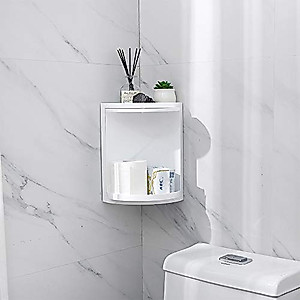 bretoes Multifunction Bathroom Kitchen Corner Locker Cosmetic Storage Rack Cabinet Storage Shelf Rotating Triangle Shelf (Single Layer)