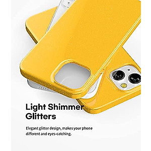 GOOSPERY Pearl Jelly Compatible with iPhone 13 Mini Case, Vivid Color with Light Shimmer Jewel Effects Glitter Sparkles Shine Look Slim Thin TPU Rubber Back Cover (Yellow)