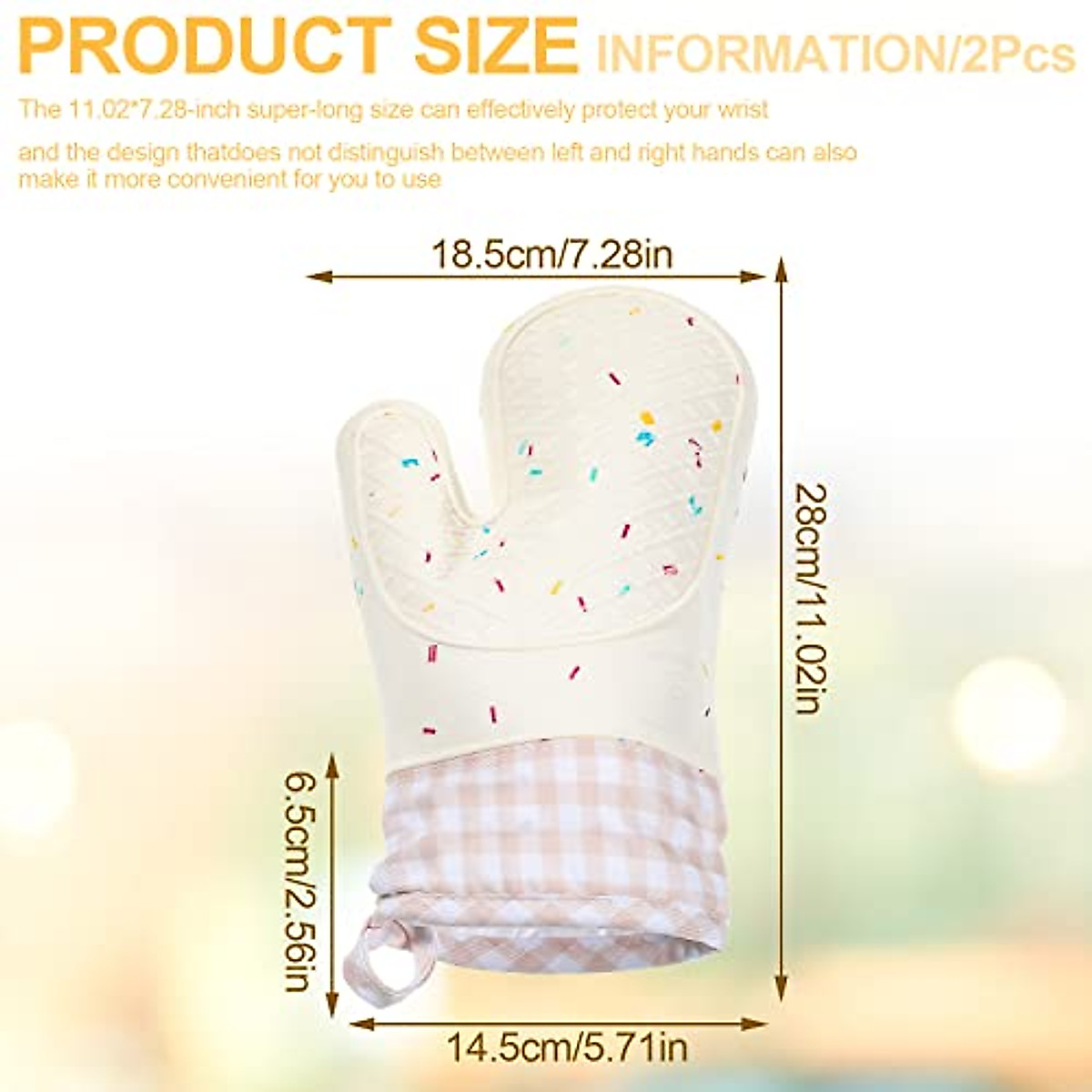 Set of 2 Silicone Oven Mitts Kitchen Oven Mitts Waterproof Shell Oven Mitts for Heat Resistant 500 Degrees Washable Kitchen Mittens with Cotton Lining for Cooking Baking BBQ Grilling Microwave