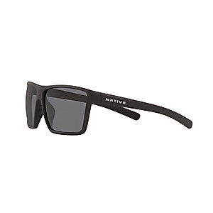 Native Eyewear Men's XD923 Wells XL Rectangular Sunglasses, Matte Black/Grey Polarized, 64 mm