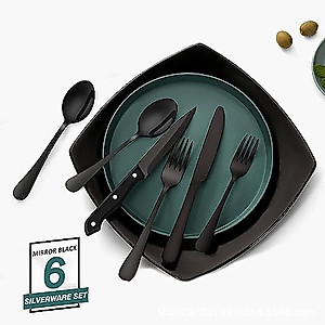 Black Silverware Set with Steak Knives,Black Flatware Set for 12,72-Piece Stainless Steel Tableware Cutlery Set,Kitchen Utensils Spoon and Fork Set,Dishwasher Safe
