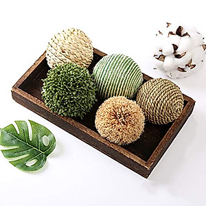 CIR OASES 6pcs 3.5inch Woven Wicker Rattan Balls Decorative Ball Twig Orbs Green Orbs Vase Bowl Filler for Tabletop Decor