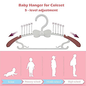 Baby Hangers for Nursery, 20 Pack Kids Hangers with 6 Clothing Dividers, Baby Clothes Hangers, Non-Slip Stackable Plastic Infant Pant Newborn Children Coat Hanger for Girls Toddler Child Pink