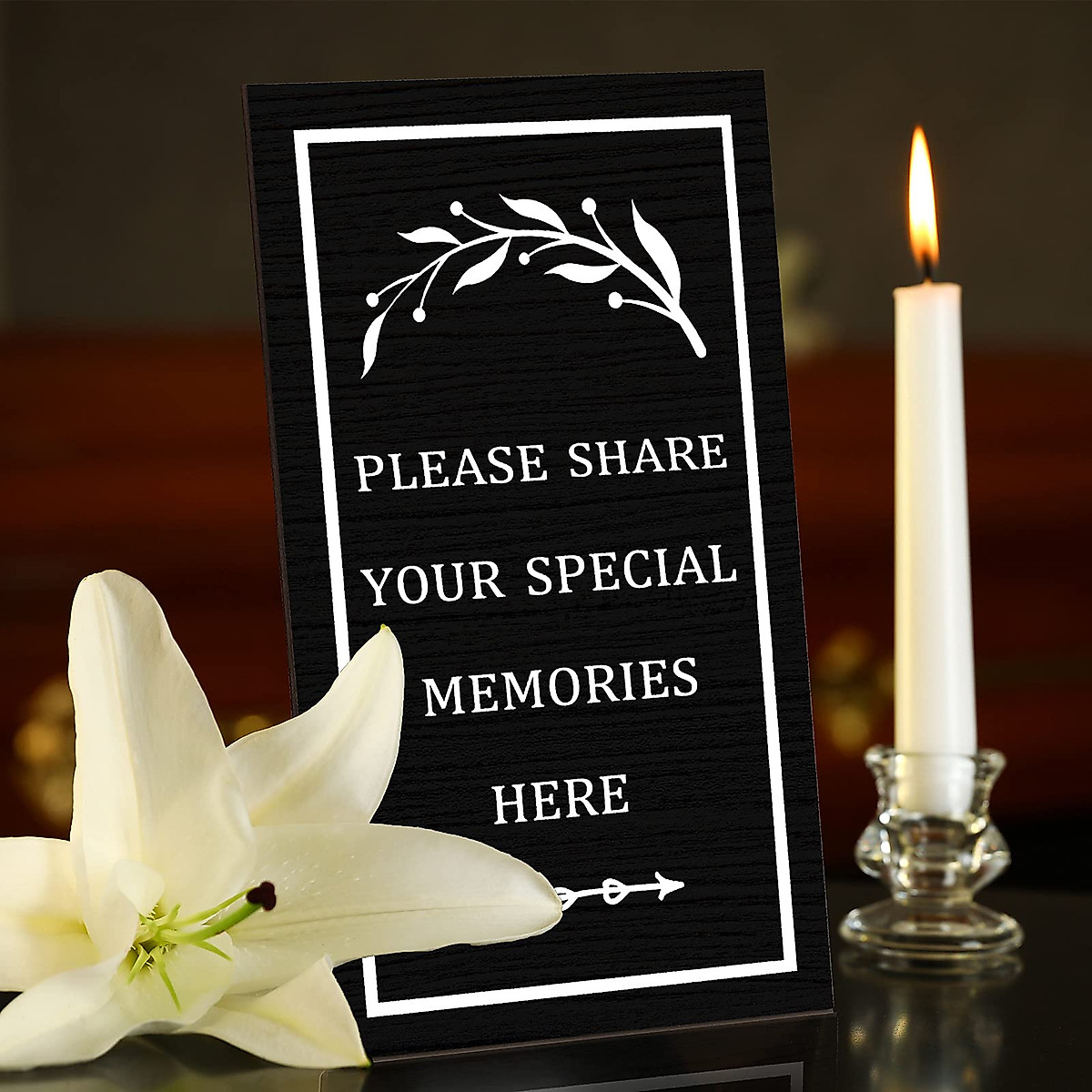 3 PCS Wooden Funeral Table Signs Wood Share Memory Sign Black Guest Book Sign Celebration of Life Funeral Memorial Sign Table Decoration Condolence Sign for Funeral Decorations Celebration of Life