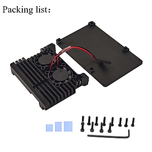 Raspberry Pi 4 Metal Case with Dual Fan, Raspberry Pi 4 Computer Model B Aluminum Alloy Passive Cooling Case Compatible with Raspberry Pi 4 Model B