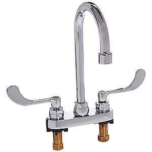 American Standard 7500.175.002 Monterrey Centerset 0.5 Gpm Lavatory Faucet with Gooseneck Spout and VR Wrist Blade Handles Less Drain, Polished Chrome