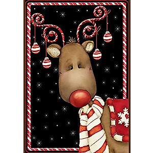 Toland Home Garden 111238 Candy Cane Reindeer Christmas Flag 12x18 Inch Double Sided Christmas Garden Flag for Outdoor House Winter Flag Yard Decoration