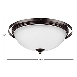 Globe Electric 61008 2-Light Flush Mount, Dark Bronze, Frosted White Glass Shade