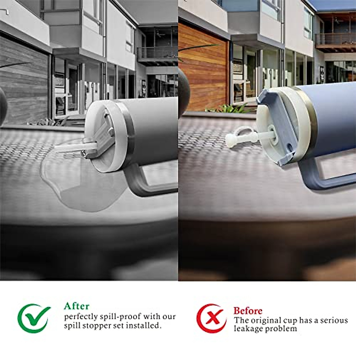 6pcs Spill Proof Stopper, Compatible with Stanley Cup 1.0 40oz/ 30oz, Tumbler Accessories, Including 2 Straw Cover Cap, 2 Square Spill Stopper and 2 Round Leak Stopper