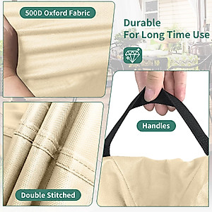 Patio Furniture Cover Waterproof, Square Outdoor Table Cover, 500D Heavy Duty Patio Table & Chair Cover, All Weather Protection Outdoor Cover for Patio Furniture, 86" x 86" x 28" H -Beige