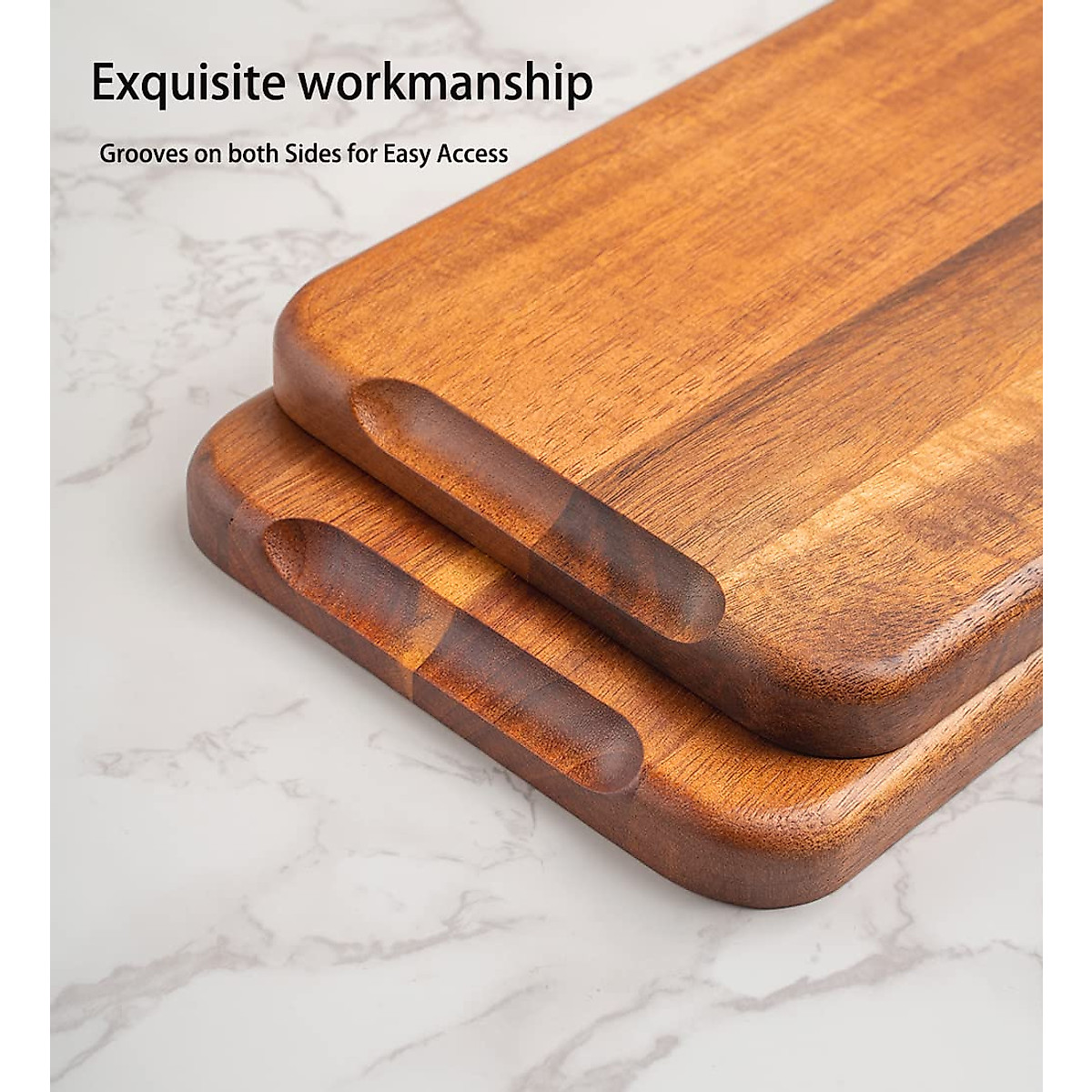 3 Pcs Acacia Wood Serving Platters Appetizer Serving Tray 14.17x5.5 Inch, Acacia Wood Serving Plates Trays for Cheese Meat Appetizer Charcuterie Individual Servings Entertaining