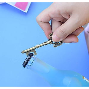 50 Pcs Bronze Skeleton Key Beer Bottle Opener With 100 Pcs Thank You Card and 98 Feet Hemp Rope for Wedding Party Favors (50pcs Bronze)