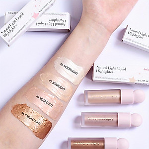 GECOMO Liquid Contour Beauty Wand Face Highlighter Bronzer Makeup Stick, Dewy Finish, Moisturizing Silky Smooth Texture 0.25 Oz/ 7.5ml - 01 MOONLIGHT