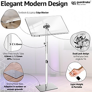 Ultra Clear Acrylic Pulpit Podium Stand | Modern Portable Pulpits for Churches Pastors Modern School Classroom Lecterns | Music Wedding Event Reception (Height Adjustable-24'X16')