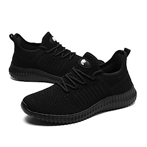 SK·TRIP Women's Walking Shoes Lightweight Breathable Flying Woven Mesh Upper Casual Jogging Shoes Ladies Tennis Shoes Workout Footwear Non-Slip Gym Sneakers for Women Allblack