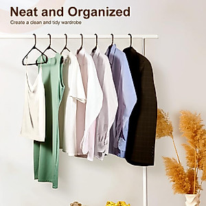 HOUSE DAY Black Plastic Hangers 60 Pack, Durable Clothes Hanger with Hooks, Space Saving Hangers are Perfect for Use in Any Closet, Light-Weight Clothes Hangers Plastic for Everyday Use