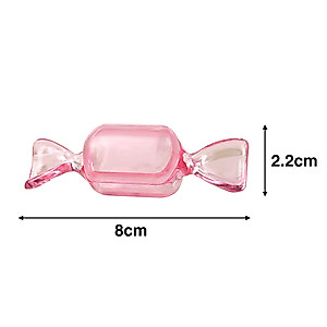 50pcs Candy Shaped Mini Box Transparent Jewelry Storage Box Travel Plastic Container Small Jewelry Storage Box with Lid Display Case Organizer Party DIY Decor (Transparent)