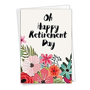 NobleWorks The Best Card, Optimisms - Retirement Greeting Card with Envelope, Flower' Decorated Inspirational Saying C6631GRTG