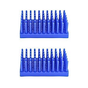 QWORK Test Tube Rack, Plastic Spike Drying Rack Holds, 2 Pack, 66-Position, for 12-16 mm Tubes, Blue