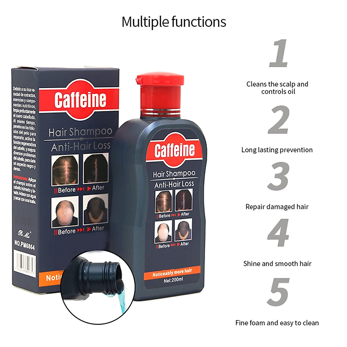 Hotiary Caffeine Hair Growth Shampoo, Hair Loss Treatment Shampoo Strenthen Hair Root Promote Hair Regrowth Thickness Activate Scalp 6.76 fl oz