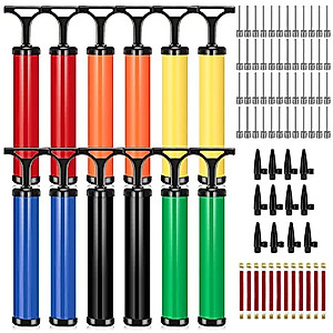 12 Sets Ball Pump Air Pumps Portable Hand Air Ball Pump Inflatables Air Ball Pump Small Sports Pump Kit with Needle Nozzle Hose for Soccer Basketball Football Volleyball and Other Sports Ball 6 Colors