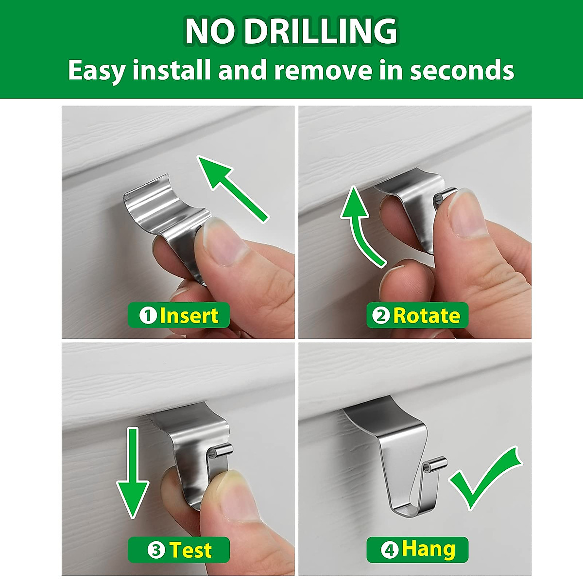 Vinyl Siding Hooks (20 Pack), Heavy-duty Stainless Steel Siding Hooks Vinyl Siding Hangers, Low Profile & No Holes Needed Siding Clips for Hanging Wreaths, Welcome Signs, String Lights Outdoor