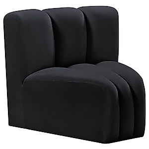 Meridian Furniture 103Black-CC Arc Collection Modern | Contemporary Curved Corner with Soft Black Velvet, Channel Tufting, Modular for Limitless Configurations, 33" W x 31" D x 30" H, Black