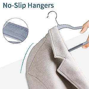 ABHENG 30 Pack Clothes Hangers, Non Slip Plastic Coat Hangers, 360°Swivel Hook, Space Saving, 0.2 Inches Thick, Heavy Duty, Hanging Dry Wet Clothes, Gray, UAPY0130G