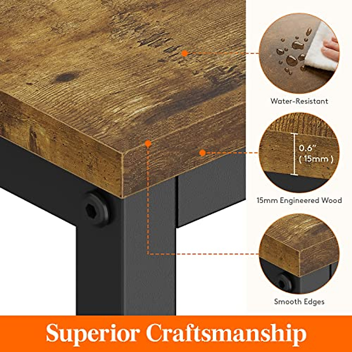 Lifewit 39.4 Inch Narrow Console Table with Metal Frame for Living Room, Industrial Long Entryway Table for Hallway, Entrance, Office, Corridor, Coffee Behind Sofa, Rustic Brown