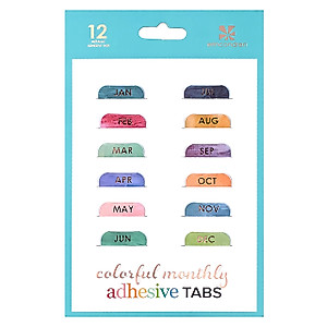 Erin Condren Designer Accessories - Monthly Adhesive Tabs, Metallic, Multicolored Brushstroke (Set of 12). Great for Organizing and Sorting in Planners, Agendas, or Notebooks by Month