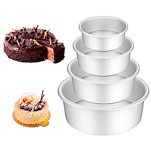 Deep Cake Pan Set Aluminum Alloy Round Baking Pans,One-piece Molding & Deep Side, Oven & Dishwasher Safe (4inch)