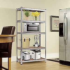 GOFLAME 5-Tier Storage Shelving Rack, Height Adjustable Shelves Heavy Duty with Steel Frame, Display Rack for Books, Clothes 36"x 16"x 72”, Silver