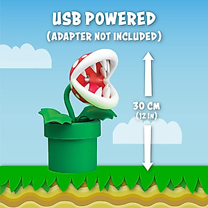 Nintendo Offical Licensed Super Mario Bros Piranha Plant LED Desk Light with Adjustable Head by Paladone, Collectible Gamer Gift Night Light