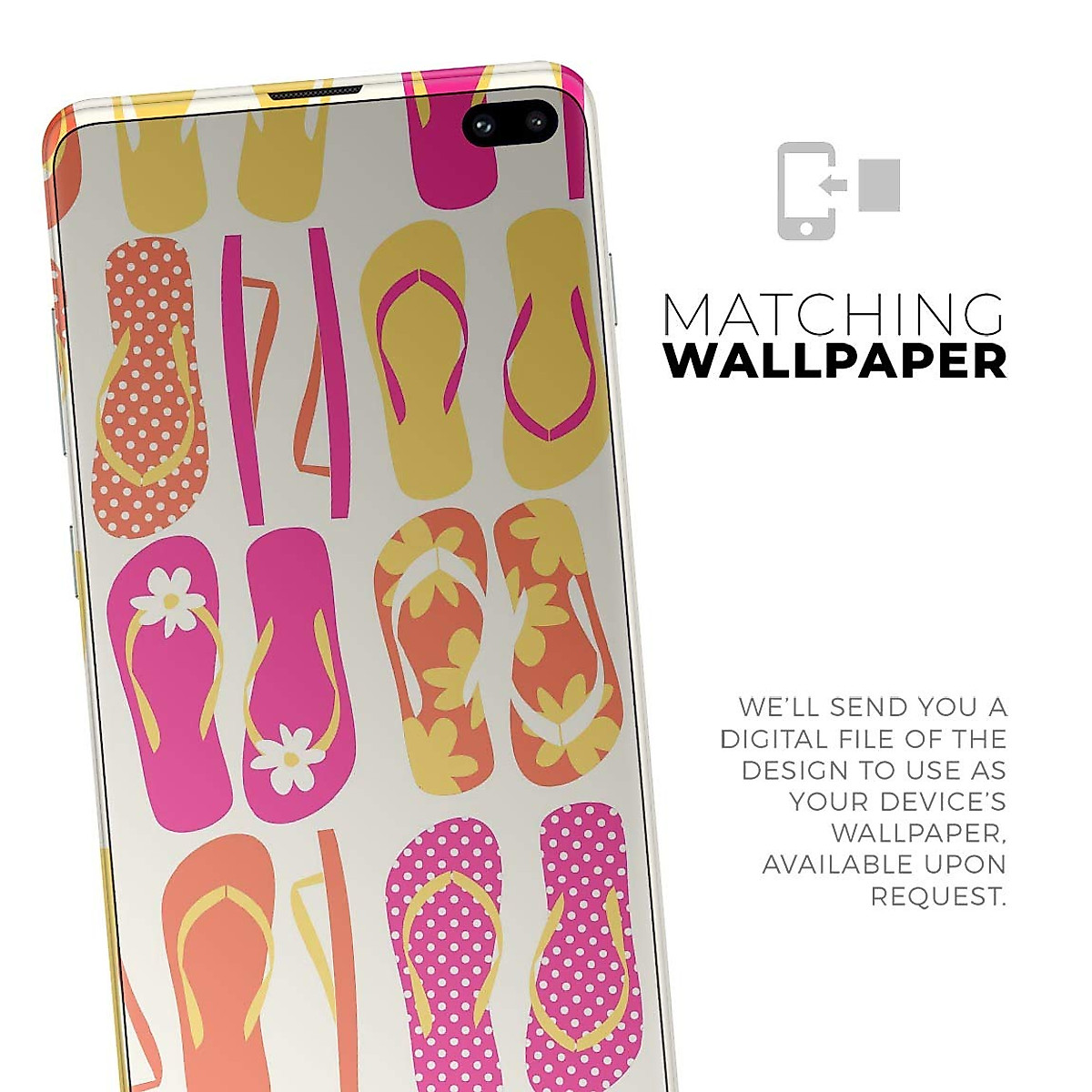 DesignSkinz Vibrant Pink & Yellow Flip-Flop Vector Protective Vinyl Decal Wrap Skin Cover Compatible with The Samsung Galaxy S20 (Screen Trim & Back Glass Skin)