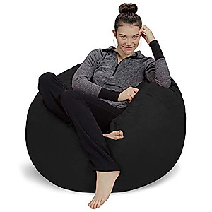 Sofa Sack - Plush, Ultra Soft Bean Bag Chair with Microsuede Cover - Stuffed Memory Foam Filled Furniture and Accessories for Dorm Room - Black 3'
