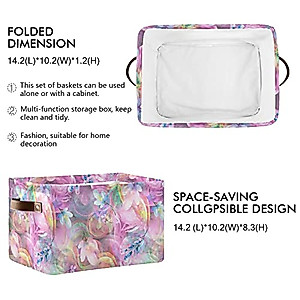 ALAZA Vintage Plants Flowers Willow Berry Florals Storage Basket for Shelves for Organizing Closet Shelf Nursery Toy, Fabric Collapsible Storage Organizer Bins Decorative Baskets with Handles Cubes