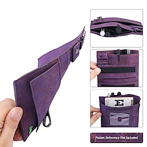 Geekidoc Premium Portuguese Cork 4-Piece Pocket Organizer Kit for Doctors, Nurses, and Students | Includes Pocket Protector, Reflex Hammer, Bandage Scissors & Rubber Coated LED Penlight | Purple